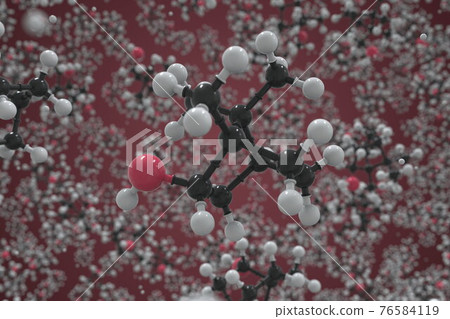 Isoborneol molecule made with balls, scientific... - Stock Illustration ...