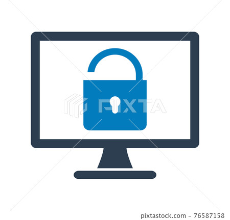 Insecure computer protection icon. Flat style... - Stock Illustration ...