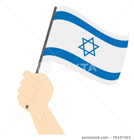 Hand holding and raising the national flag of... - Stock Illustration ...