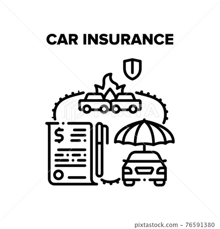 Car Insurance Vector Black Illustration - Stock Illustration [76591380 ...