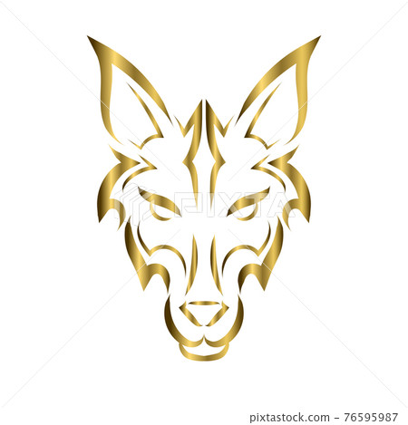 gold line art of wolf head. Good use for... - Stock Illustration ...