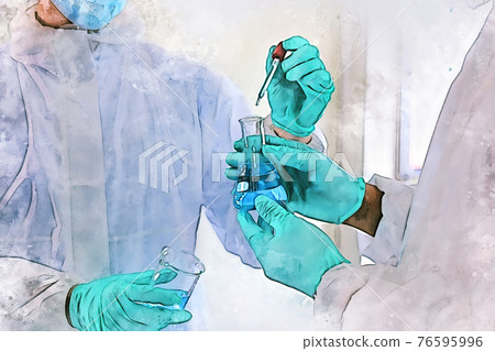 young men scientist testing and checking in lab... - Stock Illustration ...