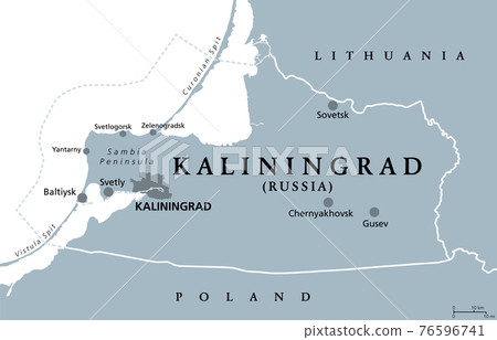 Kaliningrad Region, gray political map.... - Stock Illustration ...