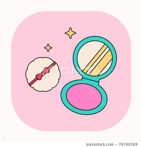 Doodle blush and face powder puff illustration.... - Stock Illustration ...
