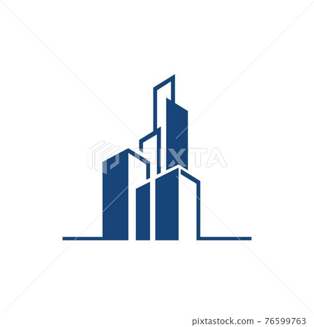 Modern simple square line art building vector - Stock Illustration ...