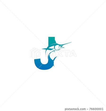 Letter J logo icon with fish design symbol... - Stock Illustration ...