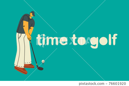Golfer. Time to golf, hand drawn lettering. A... - Stock Illustration ...