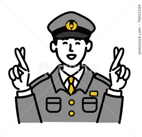 Male young police officer Vector Pop Good luck - Stock Illustration ...