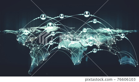 People network and global earth connection in... - Stock Illustration ...