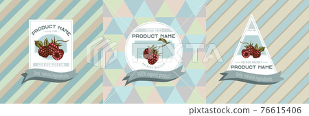 Three colored labels with illustration of... - Stock Illustration ...