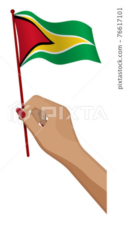 Female hand gently holds small Guyana flag.... - Stock Illustration [76617101] - PIXTA