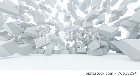flying white bricks cubes explosion dynamic... - Stock Illustration ...