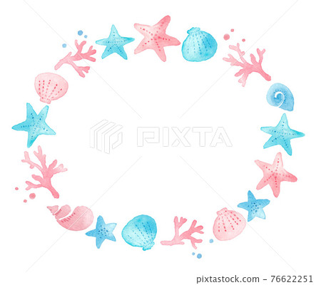 Hand-painted watercolor sea / seashell motif... - Stock Illustration ...