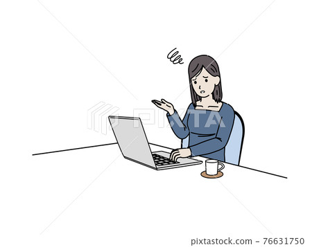 Young women using a personal computer Trouble... - Stock Illustration ...