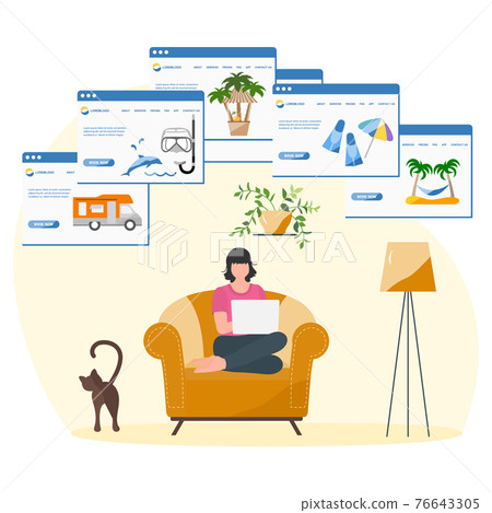 Vector People Booking Vacation Plan Travel Tourism - Stock Illustration ...