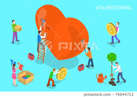 Isometric flat vector concept of volunteering... - Stock Illustration ...