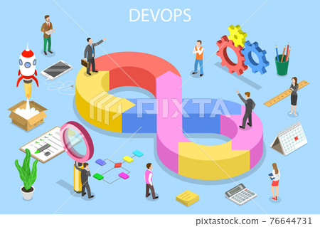Isometric flat vector concept of DevOps,... - Stock Illustration ...