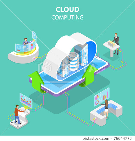 Isometric flat vector concept of cloud... - Stock Illustration ...