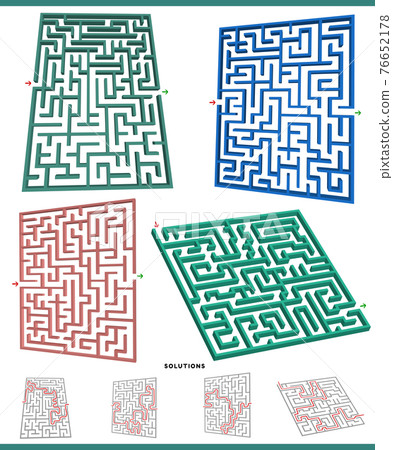 maze games graphs set with solutions - Stock Illustration [76652178 ...