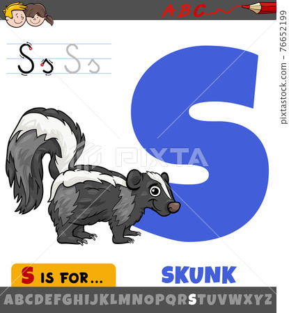 letter S worksheet with cartoon skunk animal - Stock Illustration ...
