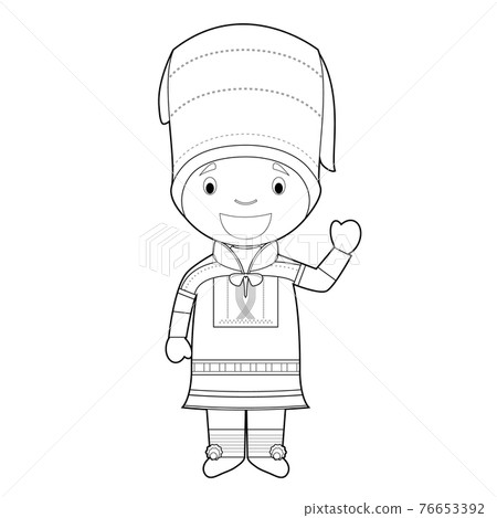 Easy coloring cartoon character from Lapland... - Stock Illustration ...