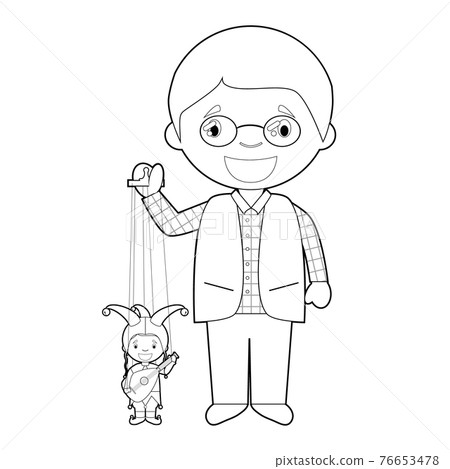 Easy coloring puppeteer cartoon character from... - Stock Illustration ...