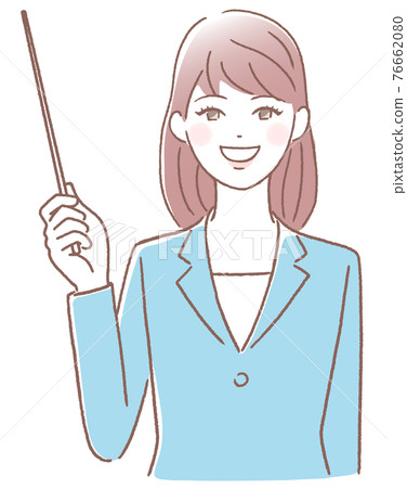 Young woman explaining with a pointer - Stock Illustration [76662080 ...