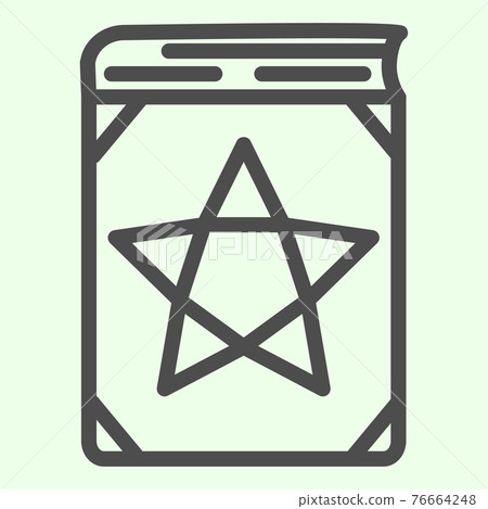 Magic book line icon. Witch astrology spellbook...-插圖素材 [76664248 ...