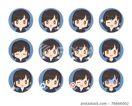 Female emotion icon set in a business suit Round - Stock Illustration ...