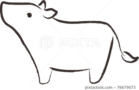 Illustration of a Japanese-style cow drawn with... - Stock Illustration ...