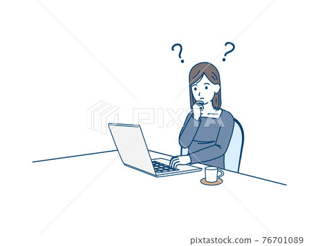 Young women who use a personal computer Ask... - Stock Illustration ...