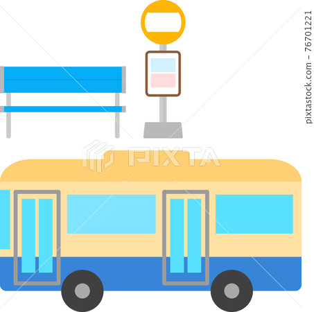 Bus and bus stop signs and benches - Stock Illustration [76701221] - PIXTA