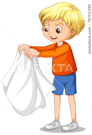 Cartoon character of a boy taking coat off - Stock Illustration ...