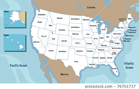 United States of America map with states names - Stock Illustration ...
