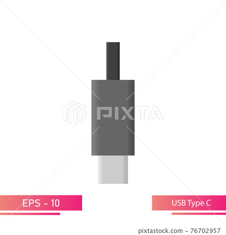 USB type C-gray color in a realistic design. On... - Stock Illustration ...