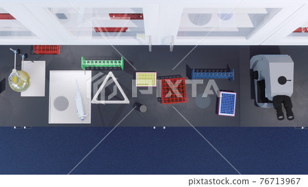 Scientific research laboratory equipment Top view - Stock Illustration ...