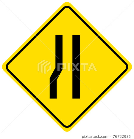 Warning sign for a road narrowing on the left... - Stock Illustration ...