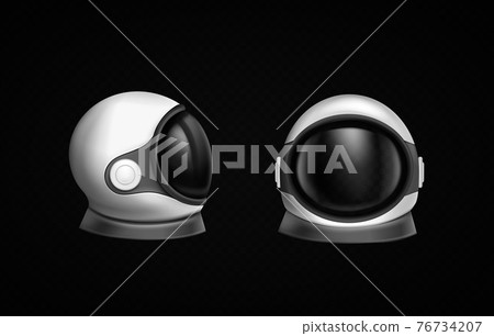 Astronaut helmet, space suit front and side view - Stock Illustration ...