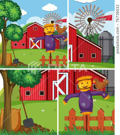 Simple farm background set - Stock Illustration [76736032] - PIXTA