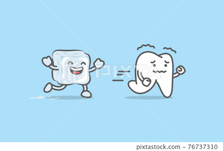 Dental cartoon of sensitive teeth run away from... - Stock Illustration ...
