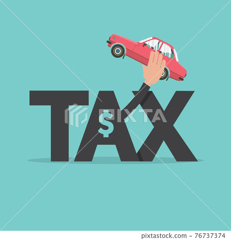 Tax Word Letter With a Person Holding a Car It... - Stock Illustration ...