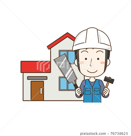Carpenter man building a house - Stock Illustration [76738623] - PIXTA