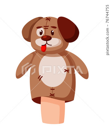 Cute dog hand puppet isolated on white background - Stock Illustration ...