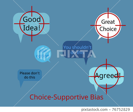 Choice-supportive bias or post-purchase... - Stock Illustration ...