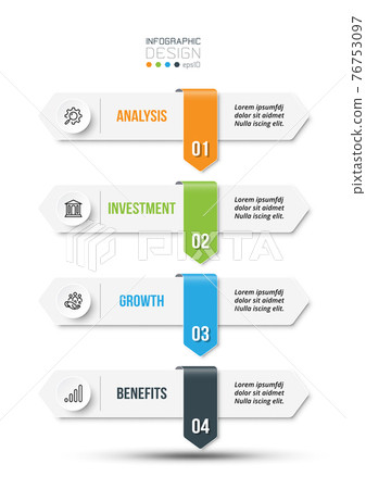 4 step process work flow infographic template. - Stock Illustration ...
