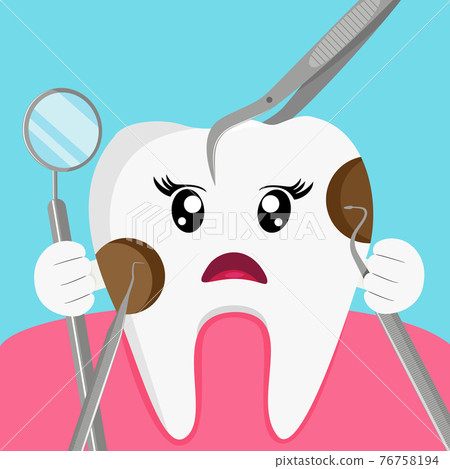Cartoon tooth decay. Dental problem vector... - Stock Illustration ...