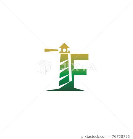 Letter F with lighthouse icon logo design template - Stock Illustration ...