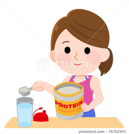 Illustration of a woman who dissolves protein... - Stock Illustration ...