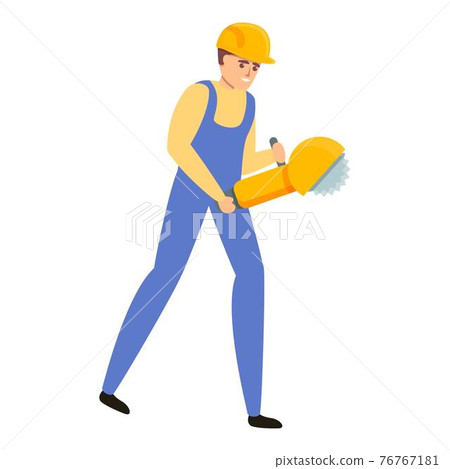 Builder use angle grinder icon, cartoon style - Stock Illustration ...