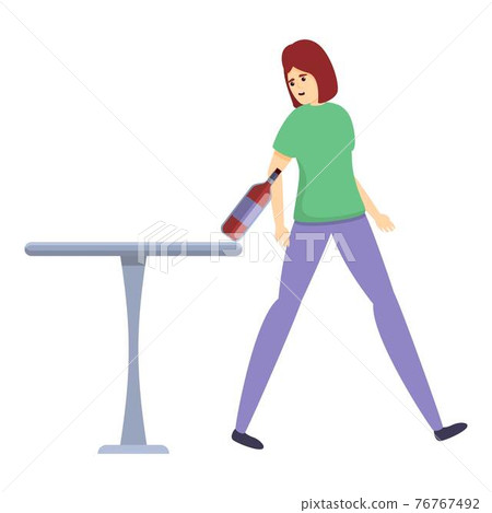 Careless girl bottle icon, cartoon style - Stock Illustration [76767492 ...